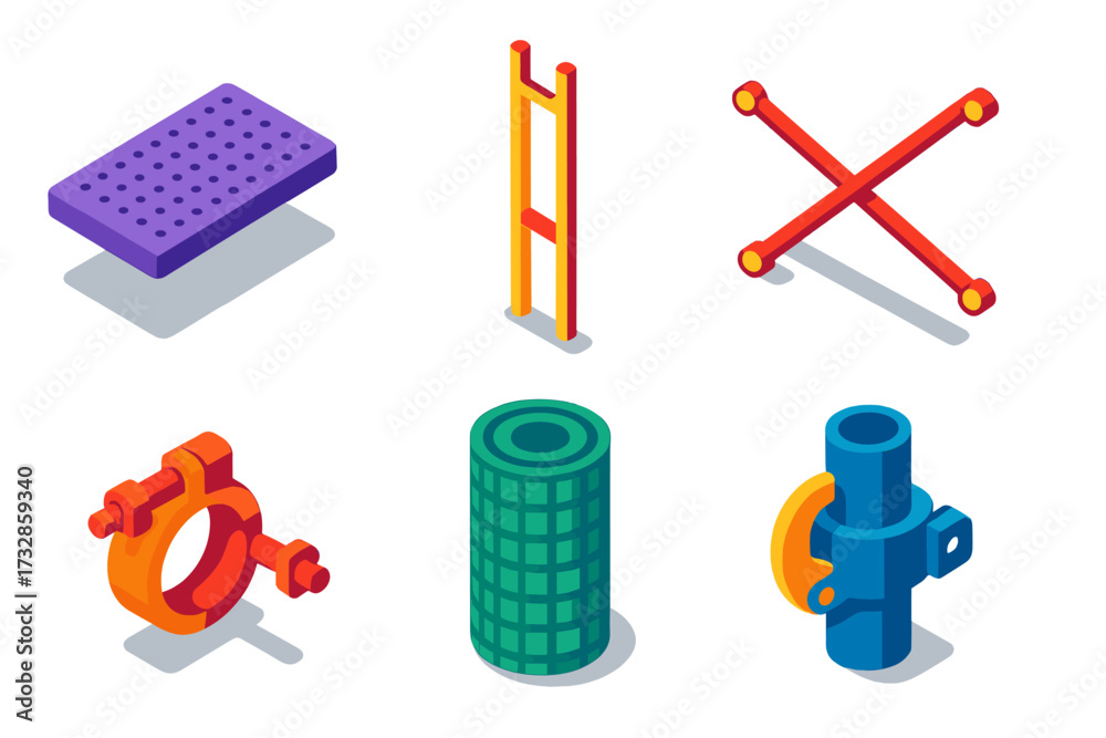 Scaffolding Components Diagram. Isometric vector illustration set ...