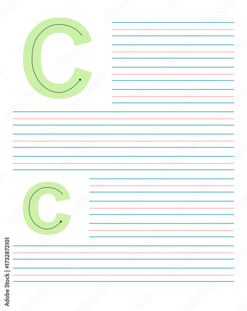 Colorful tracing worksheet for learning to write the capital and ...