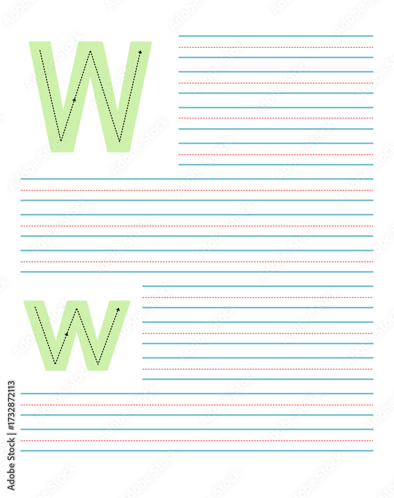 Colorful tracing worksheet for learning to write the uppercase and ...