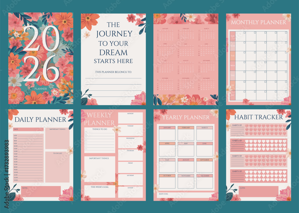 Planner 2026 year, monthly, weekly and daily planners for schedule list ...