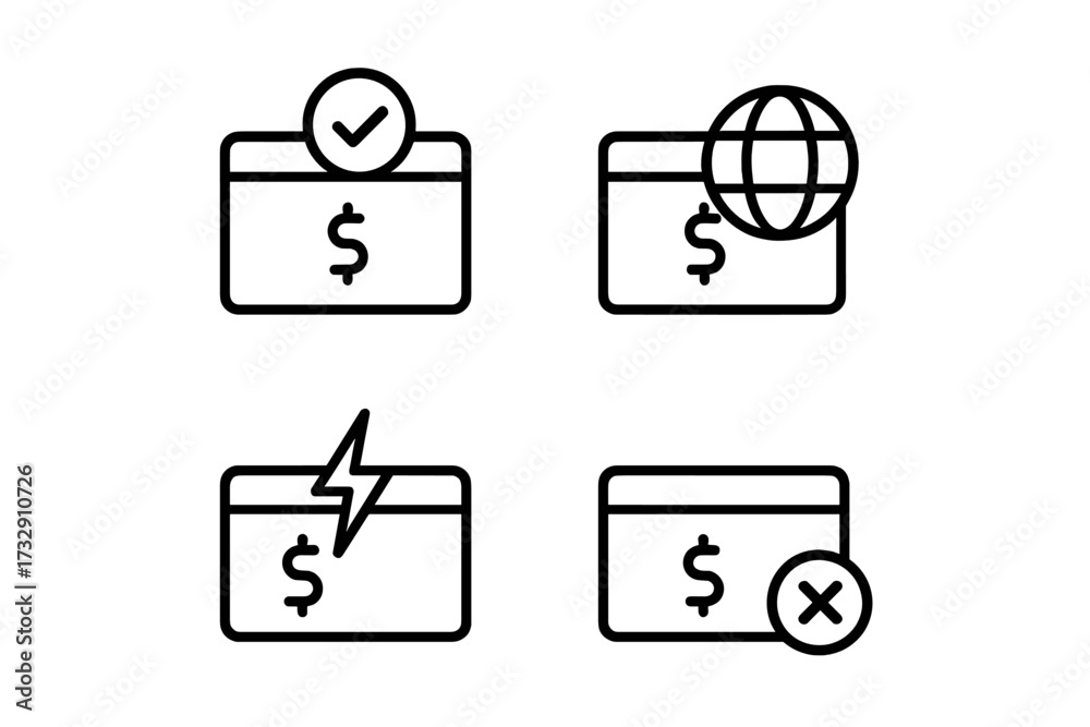 Payment options displayed with symbols for confirmation, global use ...