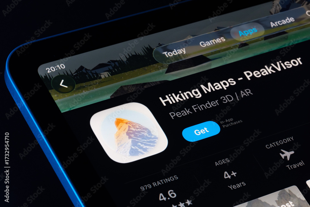 Hiking Maps on iPad App Store with Apple Liquid Glass design in iOS 26 ...