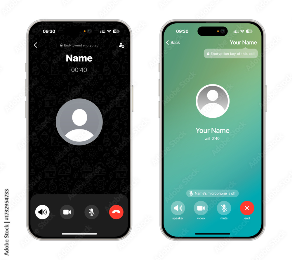 WhatsApp and Telegram voice call UI 2025 update vector. Modern ...