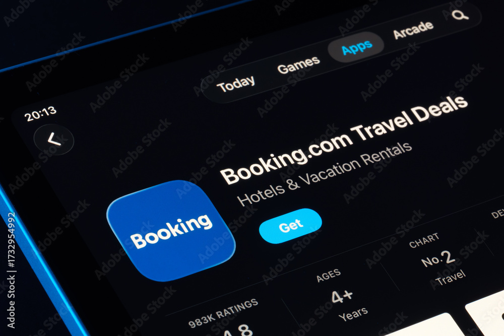 Booking.com on iPad App Store with Apple Liquid Glass design in iOS 26 ...