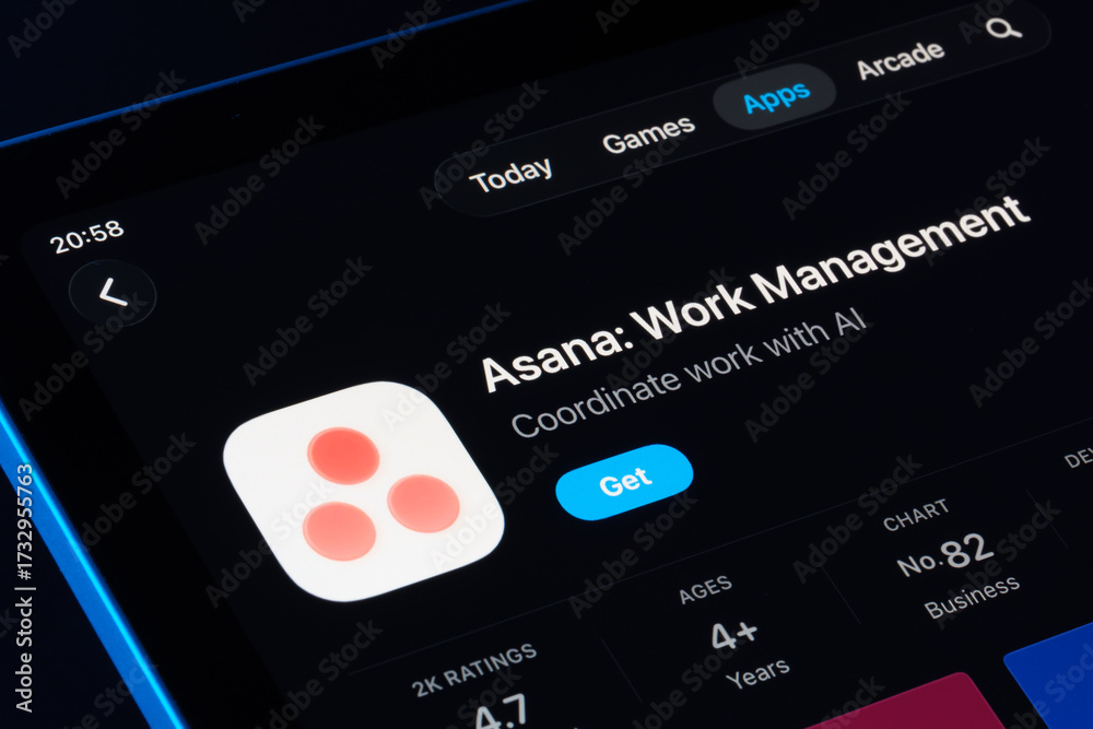Asana Work Management on iPad App Store with Apple Liquid Glass design ...