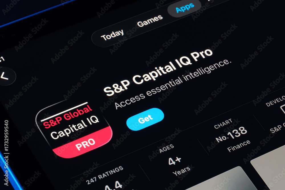 Foto de Stock S and P Capital IQ Pro listing captured on iPad, Apple ...
