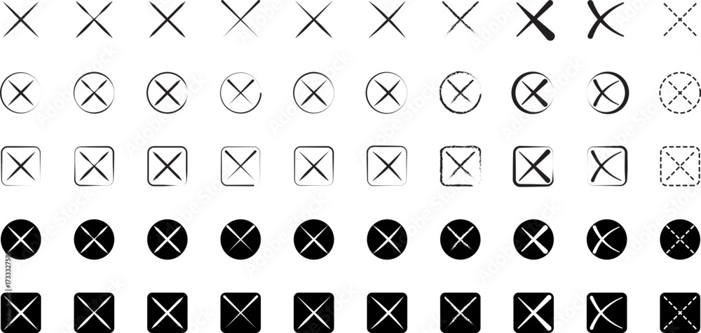 เวกเตอร์ Stock cross icon set. cross marks symbol cocross marks big ...