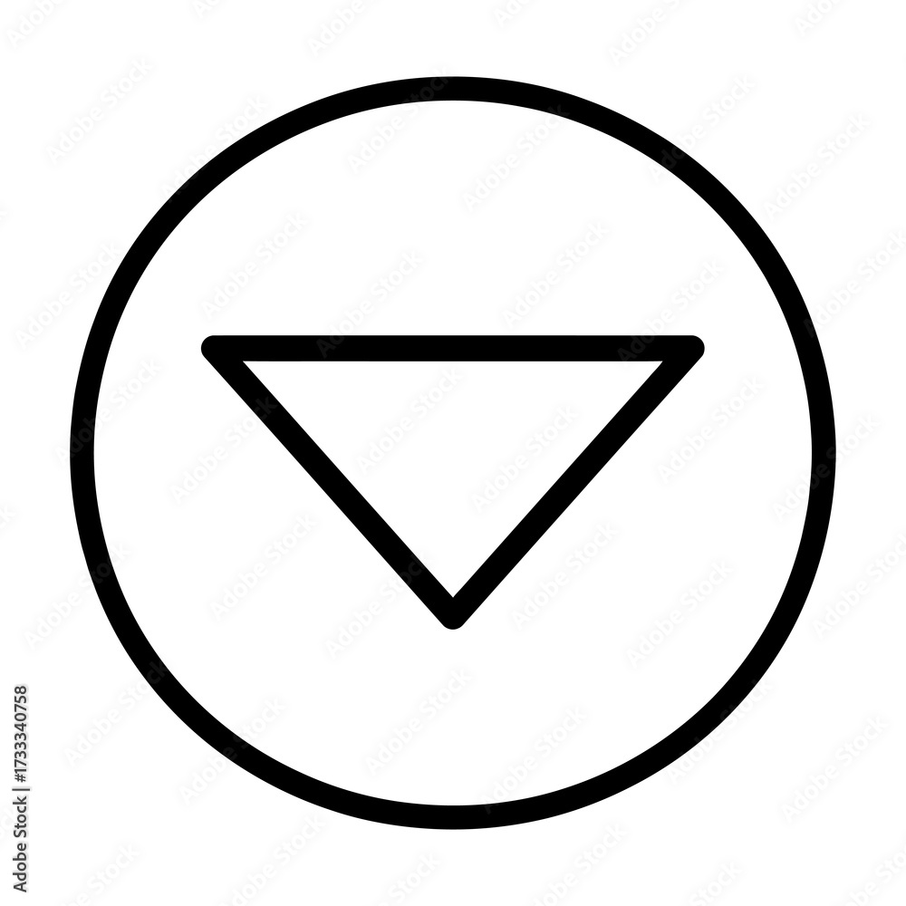 Image vectorielle Stock Black outline icon of a downward pointing ...