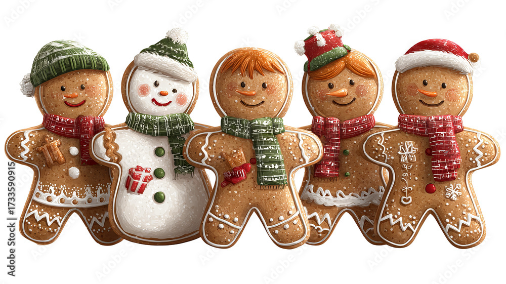 Gingerbread man christmas cookies set isolated on transparent ...