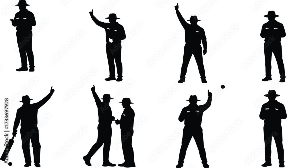 Cricket, umpire, silhouette, signal, gesture, sports official, hand ...