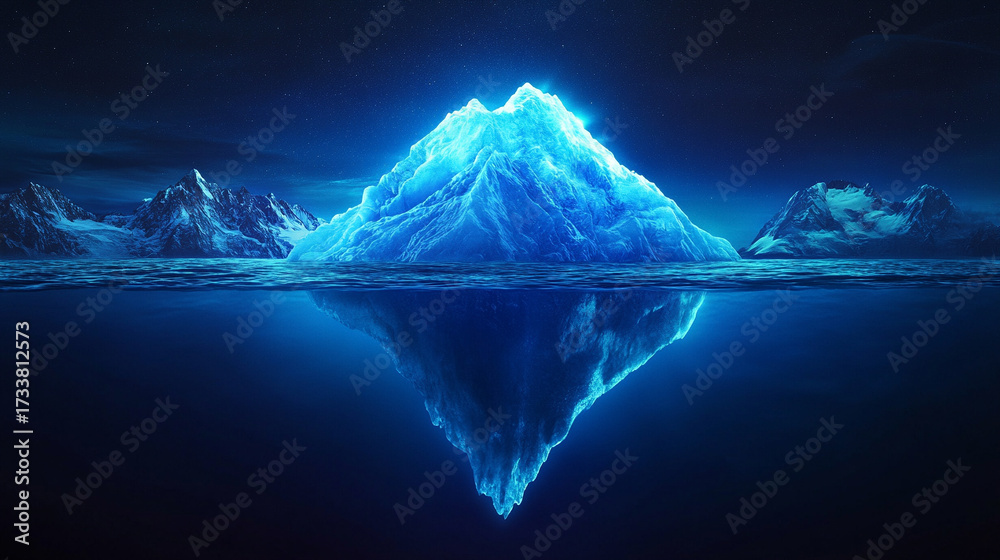 Stock-Foto „Night view of a floating iceberg with its vast underwater ...