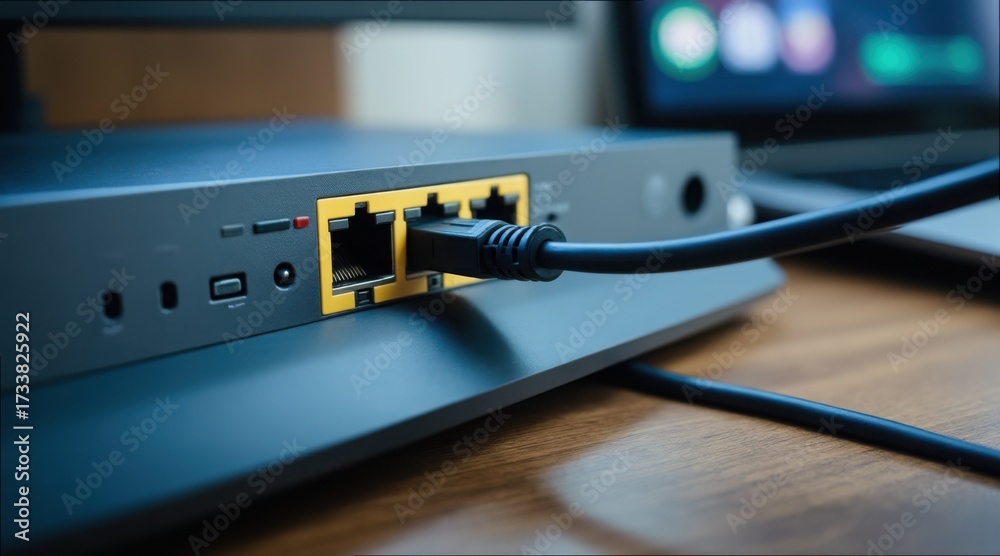 Plugging Ethernet Cable into Router Standard V2 for Home Network Setup ...