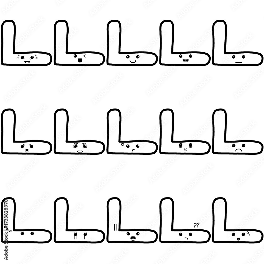 Stock-Illustration „Cute korean alphabet consonant nieun doodle ...