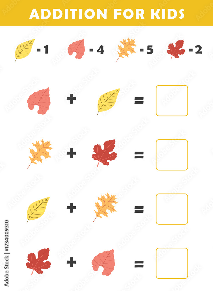 Stock-Illustration „Addition for Kids. Fun Math Logic Puzzles for Kids ...