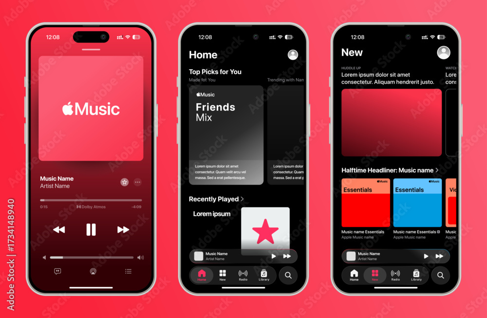 Vector de Stock Apple Music Template UI App 2025 update with iOS 26 ...