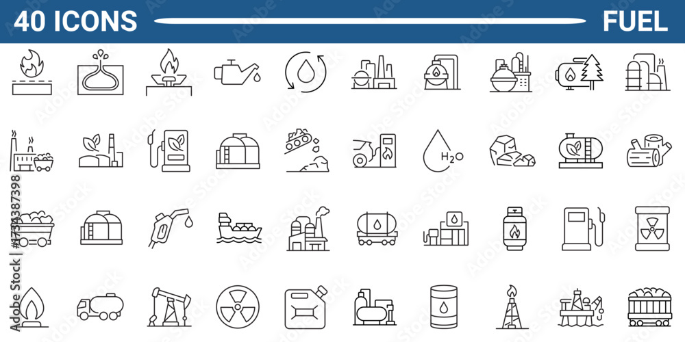 Fuel line editable icon set. Icons for mobile app, web. Editable stroke ...