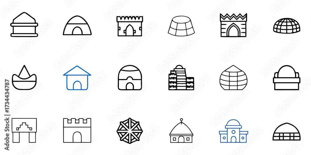 Diverse collection of iconic dwelling types and architectural styles ...