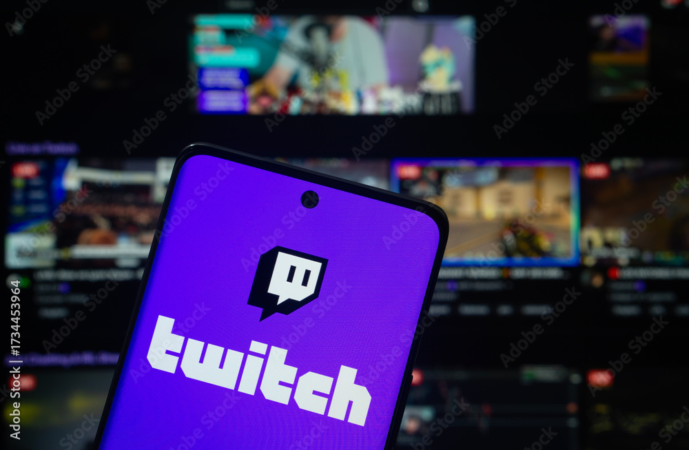 Dhaka, Bangladesh- 30 Sep 2025: Twitch logo is displayed on a ...