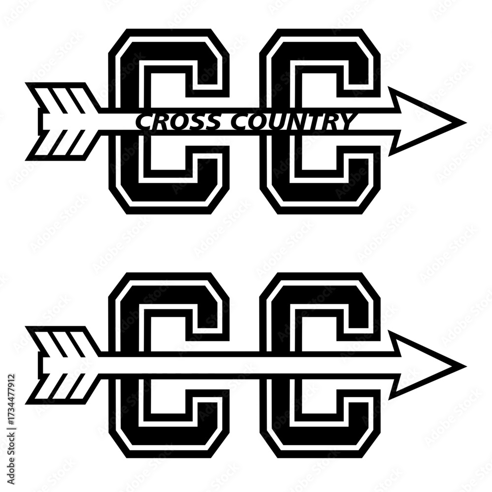 CC XC Cross Country. Vector logo illustration silhouette clipart ...