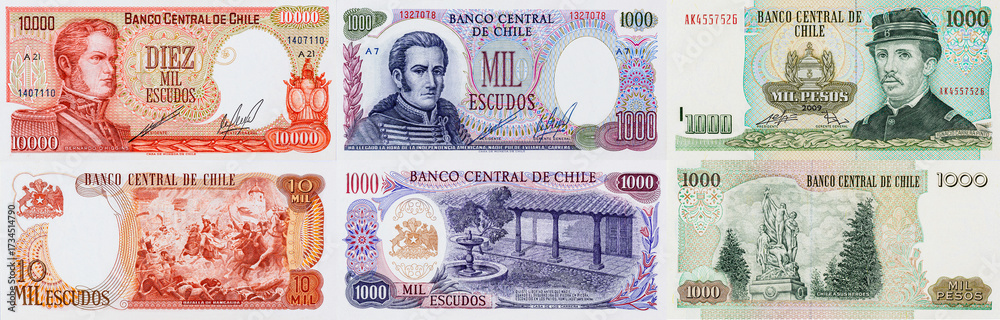 Republic of Chile. Banknotes of Chile CLP. The national currency of ...