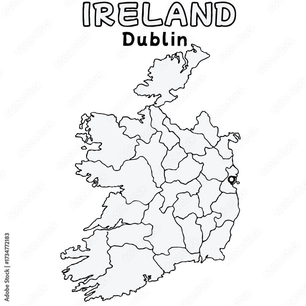 Stock-Vektorgrafik „Outline of the ireland Map with State Boundaries ...