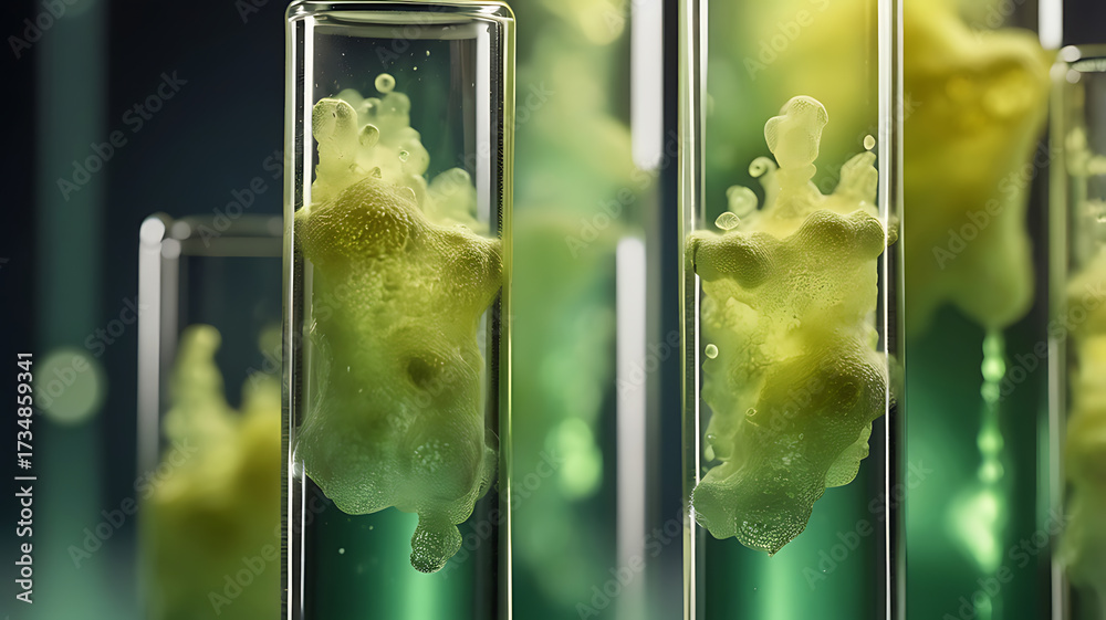 Foto laboratory test tubes with mucus and sputum samples ...