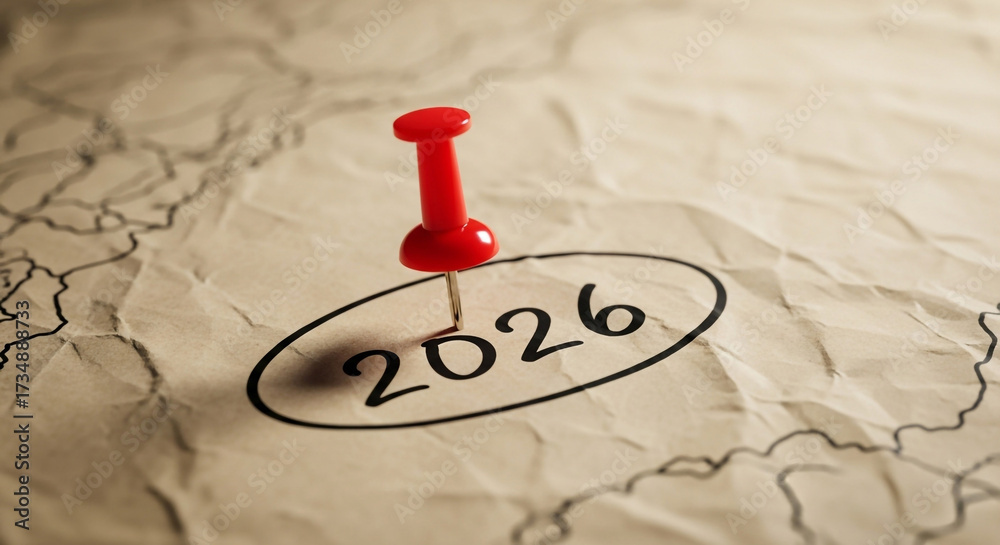Mark your calendar for 2026 with this visually engaging red pushpin on ...