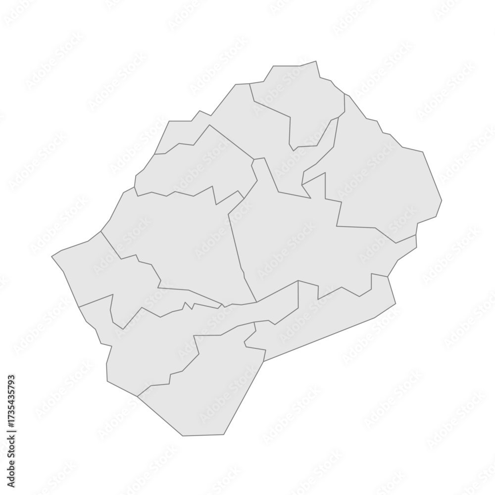 Lesotho political map of administrative divisions - districts. Grey ...