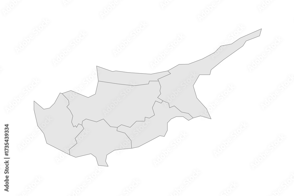 Cyprus political map of administrative divisions - districts. Grey ...