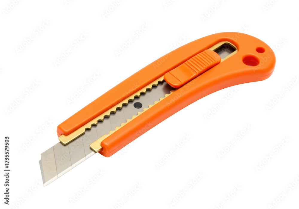 Orange box cutter isolated on transparent background, utility knife ...