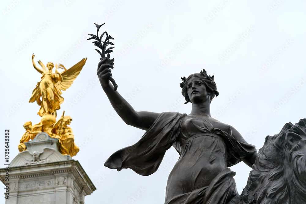Bronze and Gold Statues on Victoria Memorial, London August 18, 2025 ...
