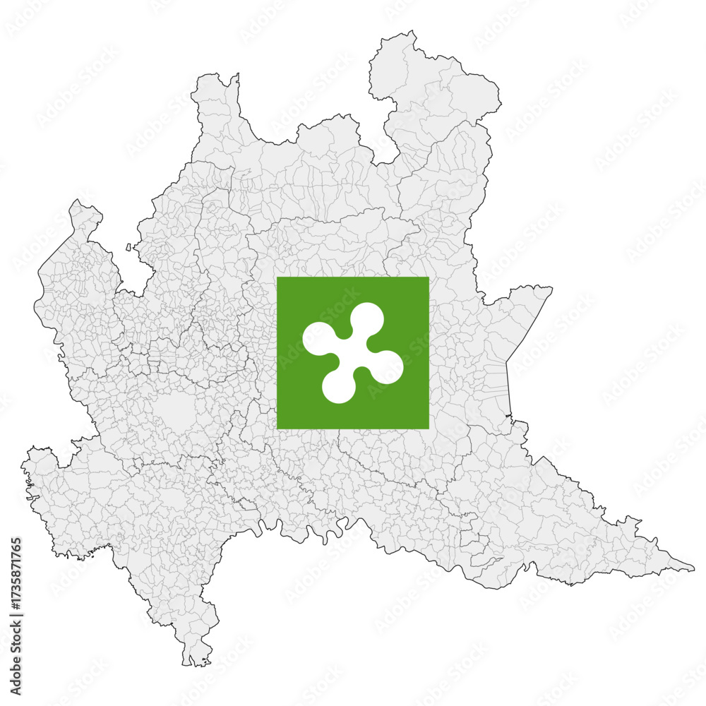 Lombardy regional coat of arms and map, Italy, vector illustration ...