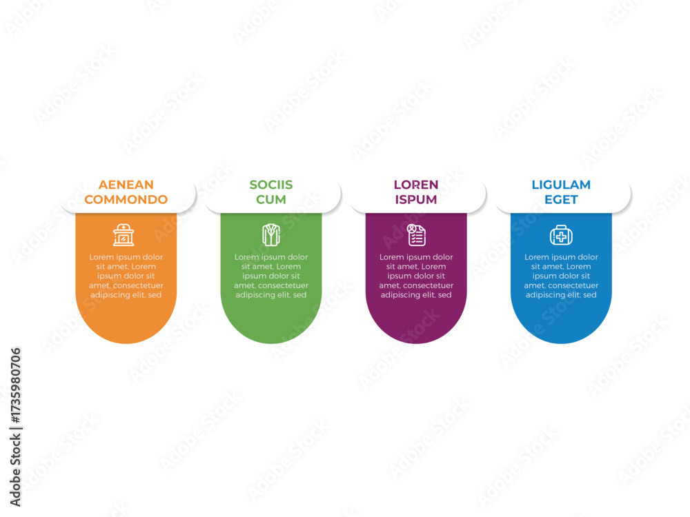 Line step infographic. 4 options workflow diagram, circle timeline ...
