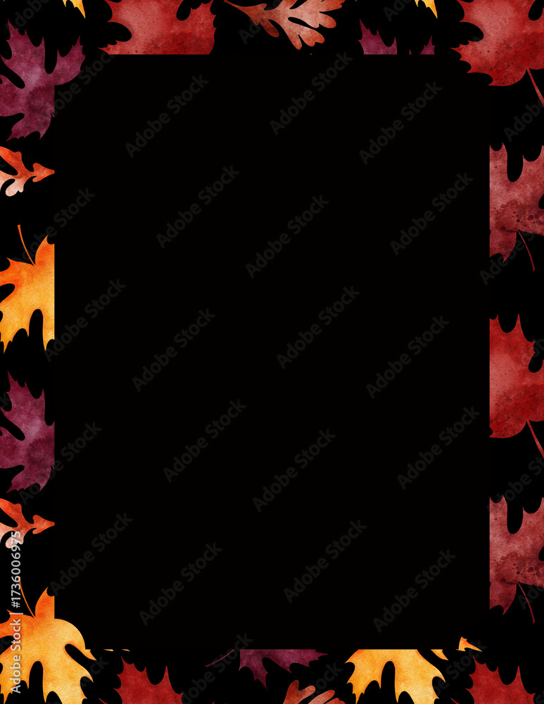 Fall-themed flyer template with leaf border and editable center ...