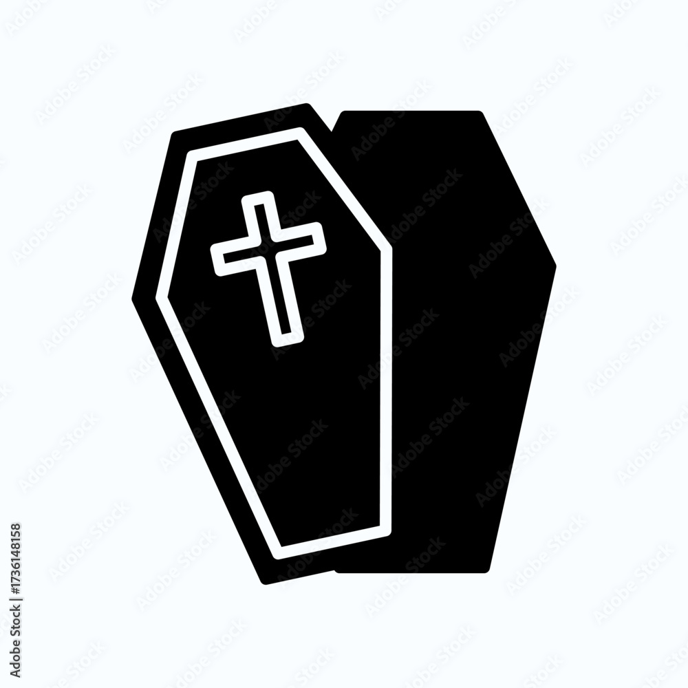 Two Overlapping Coffins With Cross Symbol, Black Funeral Theme For ...