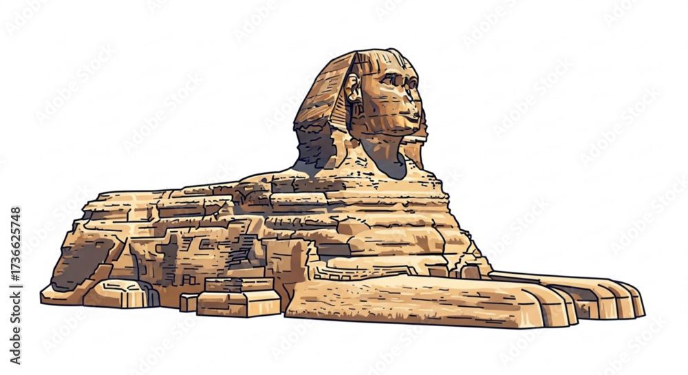 The great sphinx of giza, a monumental limestone sculpture with a lions ...