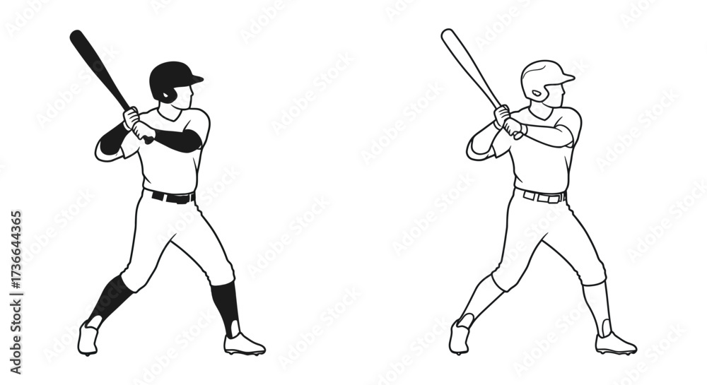 Baseball players in action a depiction of batting stances and swings ...