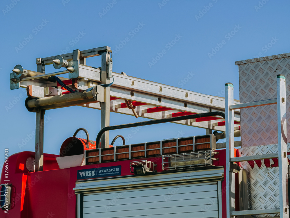 20.09.2025, Sosnowiec, Poland. Close-up of a Polish fire engine showing ...