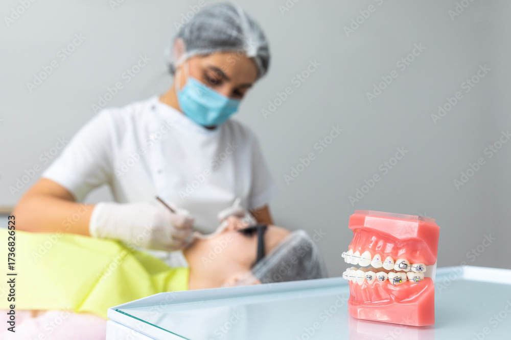 Orthodontic model and dentist tool. Teeth model of varities of ...