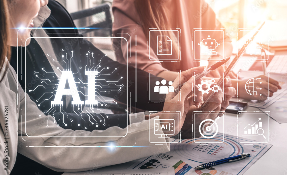 Foto de Stock AI Assistant Brain Processor with LLM Technology, Big Data, Machine Learning ...