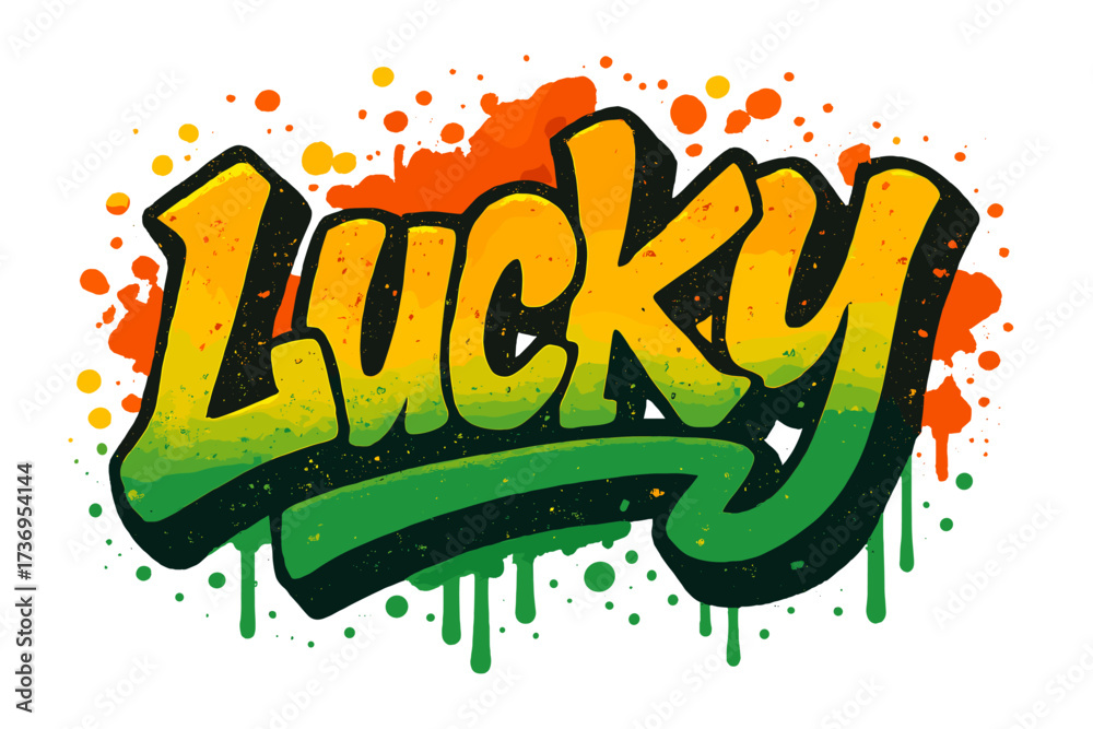 Image vectorielle Stock Lucky urban graffiti style lettering. Vector ...