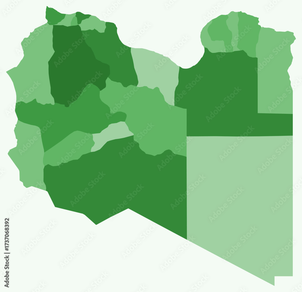 Map of Libya with regions. Just a simple country border map with region ...