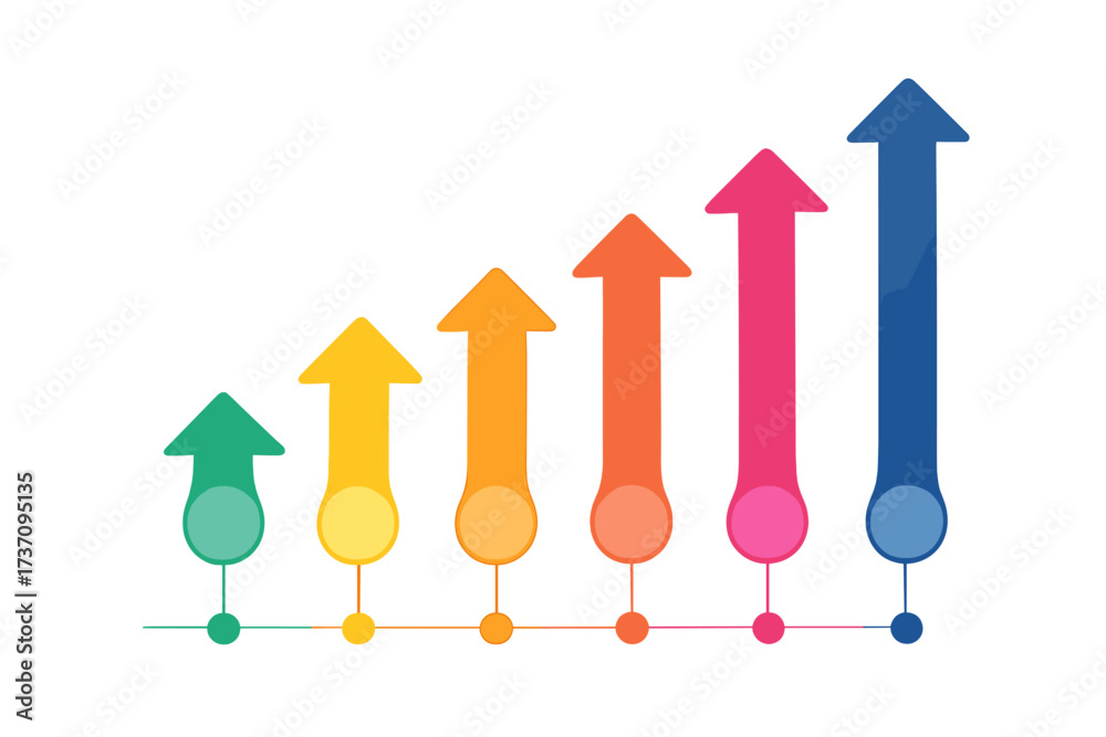 Infographic template with 6 steps. Business data visualization. Arrow ...