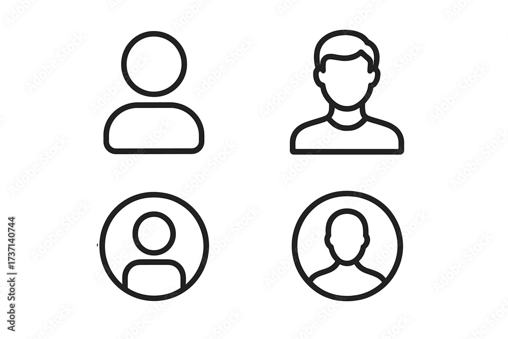 User profile icon set in line style. People avatar collection for web ...