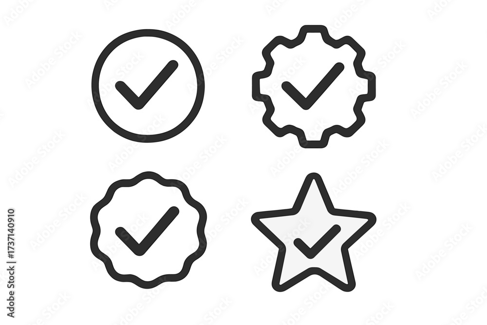 Stock-Vektorgrafik „Verified badge icon set. Approved profile symbol ...