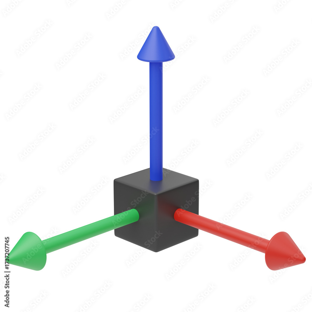 Three Dimensional Coordinate System with Red Green and Blue Arrows on a ...