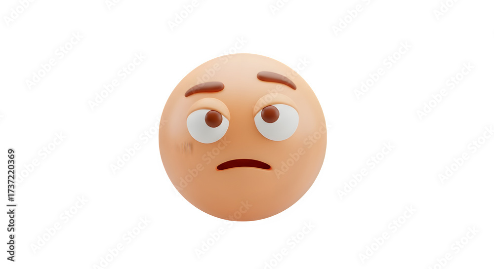 3D Concerned Pleading Face Emoji - Worry, Compassion, Begging, Asking ...