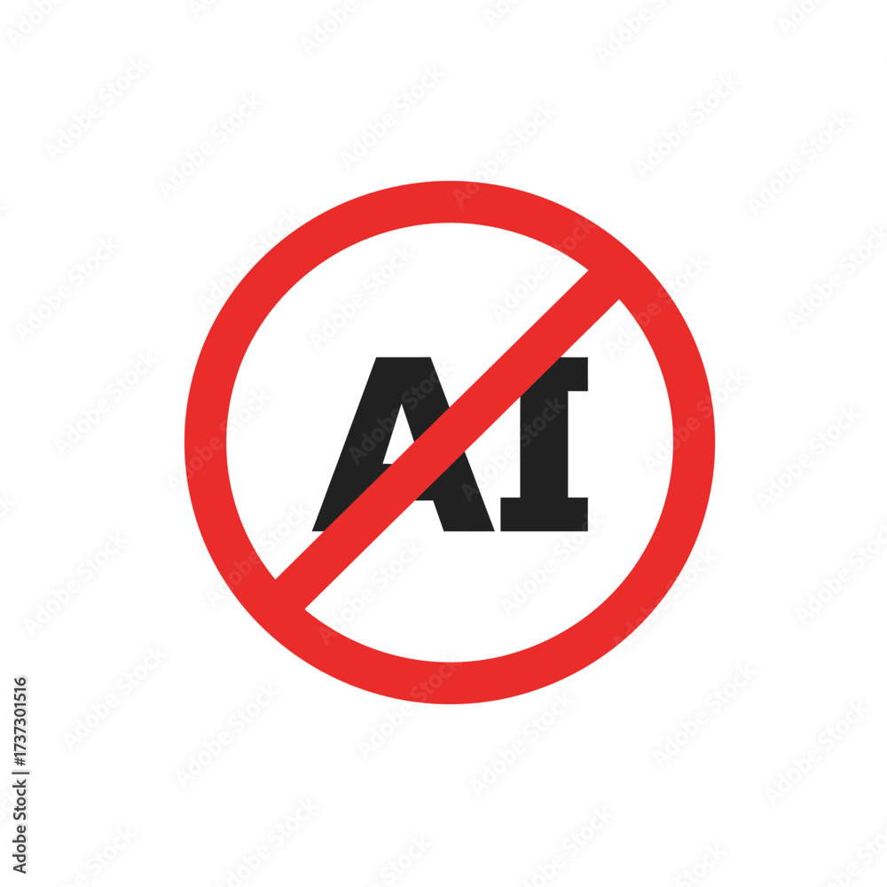 No AI Icon – Anti Artificial Intelligence Symbol for Ban, Restriction ...