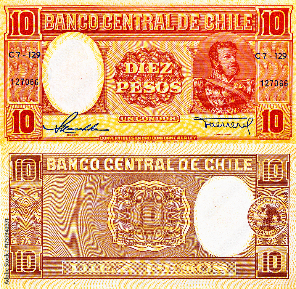 Manuel Bulnes Prieto - ex-President of Chile, Portrait from Chile 10 ...
