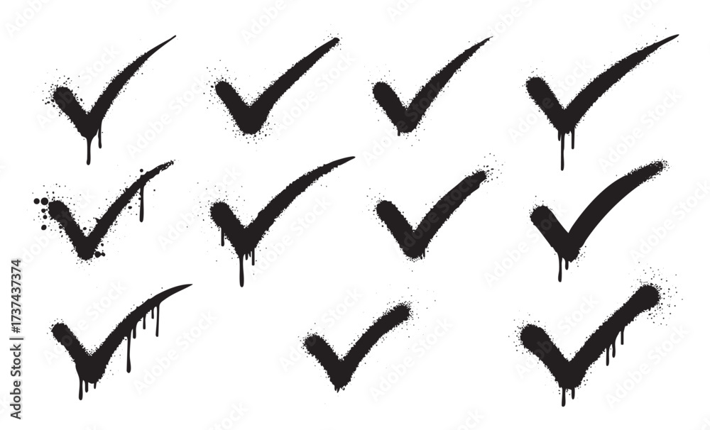 Hand Drawn Check Mark Icon Set Sketch Style Tick Symbols for Completion ...